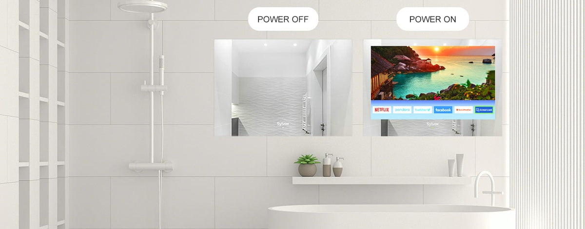32" Waterproof Mirror TV for Bathroom（Embedded Wall Model） – SYLVOX