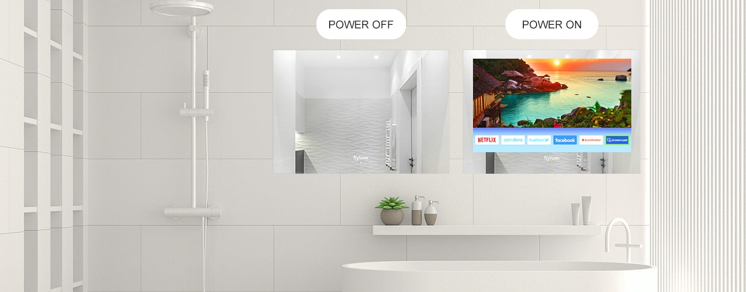 24" Waterproof Smart Mirror TV For Bathroom（Embedded Wall Model） – SYLVOX