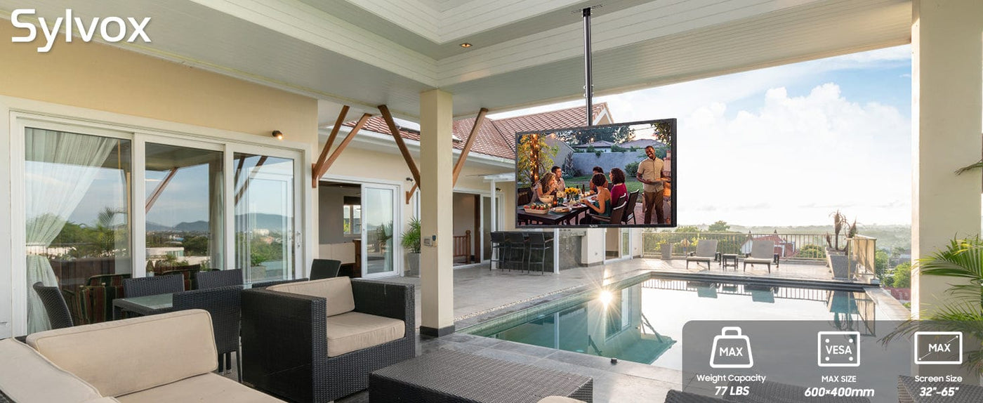 Outdoor TV Ceiling Mount | Sylvox Waterproof Ceiling Bracket for 43″–65 ...