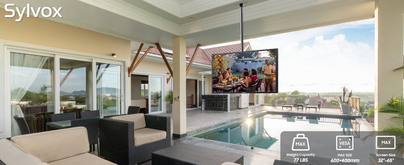 Outdoor TV Ceiling Mount | Sylvox Waterproof Ceiling Bracket for 43″–65 ...
