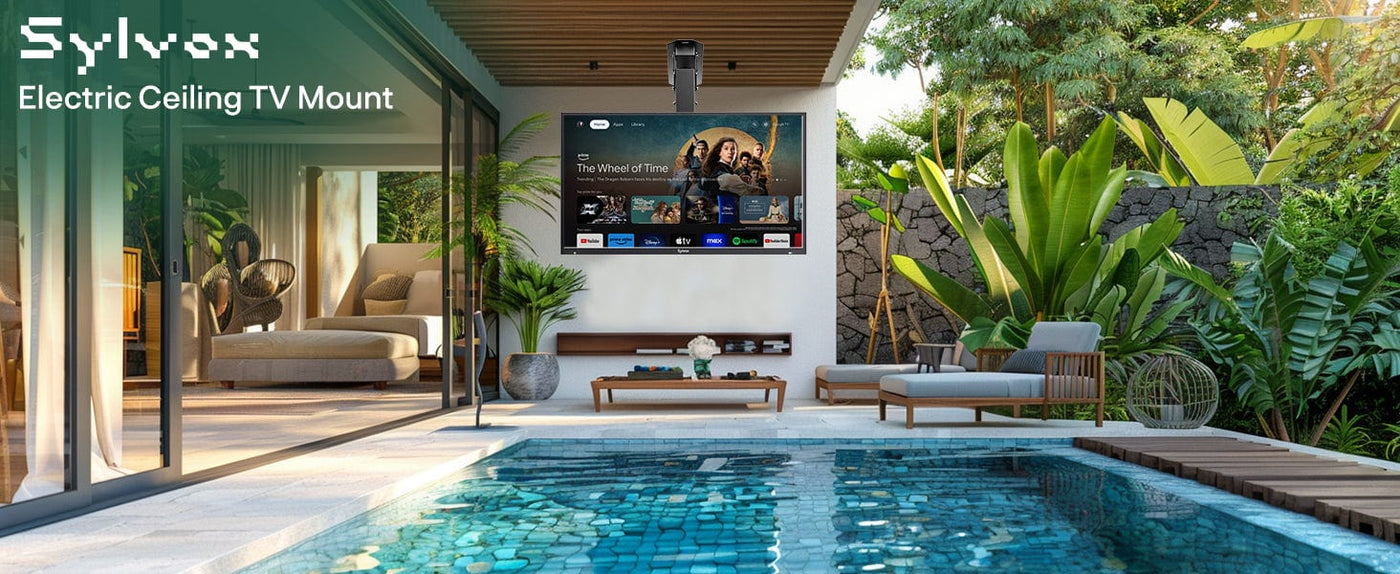 Motorized Outdoor TV Ceiling Mount | Sylvox Waterproof Lift for 43″–75 ...