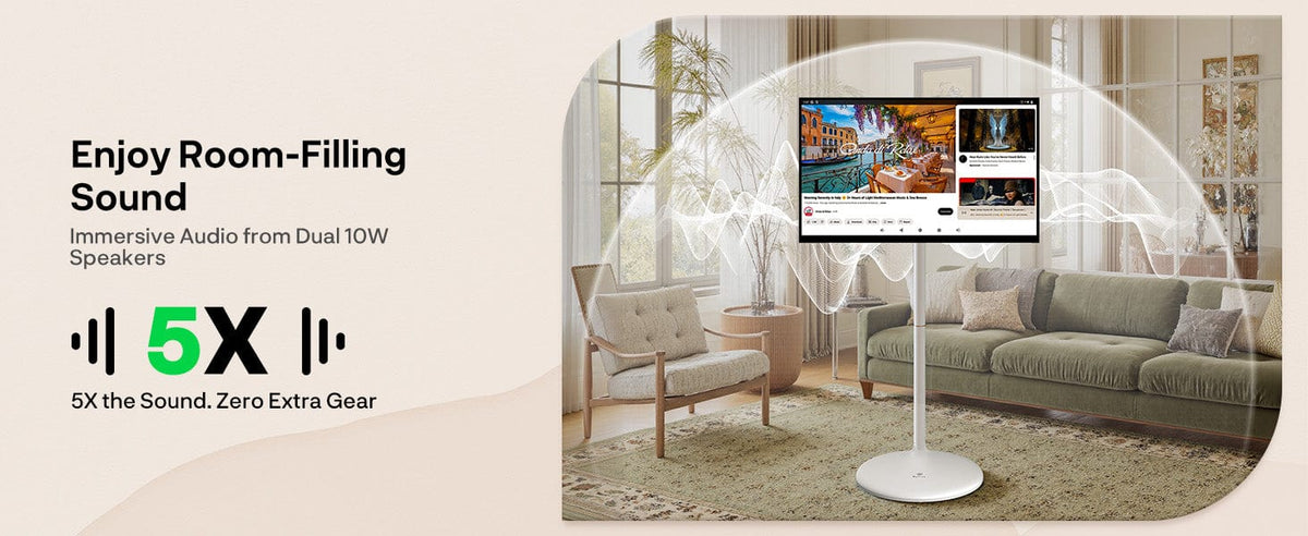 NEW - 32" Portable Battery-Powered Smart TV on Wheels with Touchscreen ...