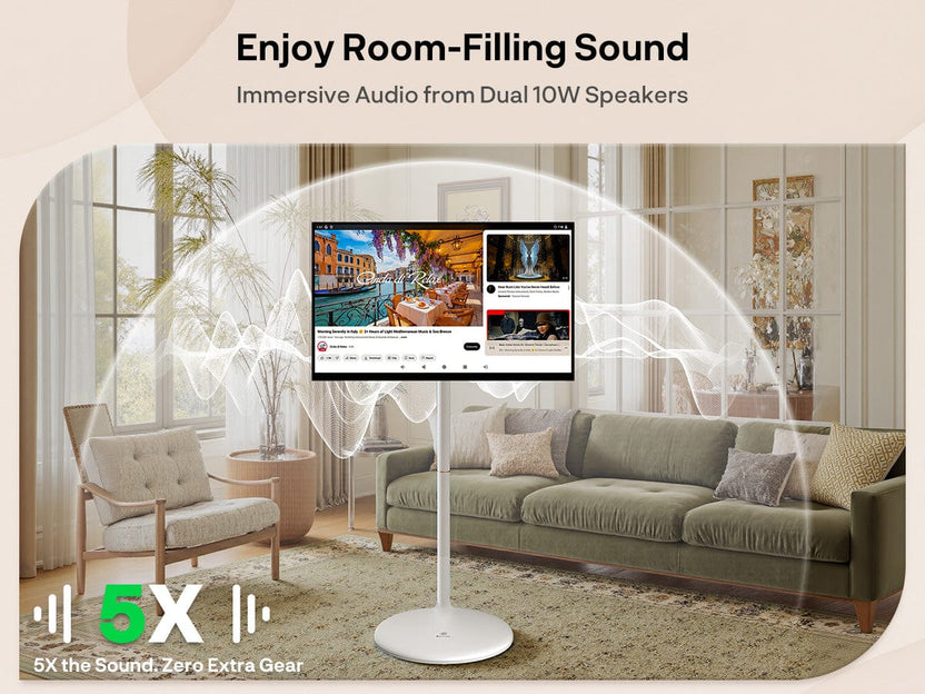 NEW - 27" Portable Battery-Powered Smart TV on Wheels with Touchscreen ...