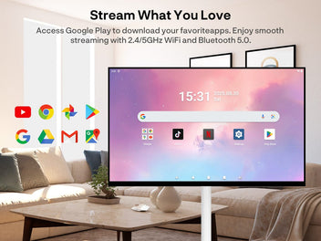 NEW - 32" Portable Battery-Powered Smart TV on Wheels with Touchscreen ...
