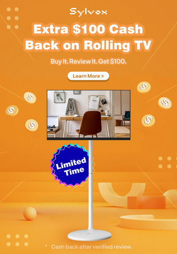 NEW - 32" Portable Battery-Powered Smart TV on Wheels with Touchscreen ...