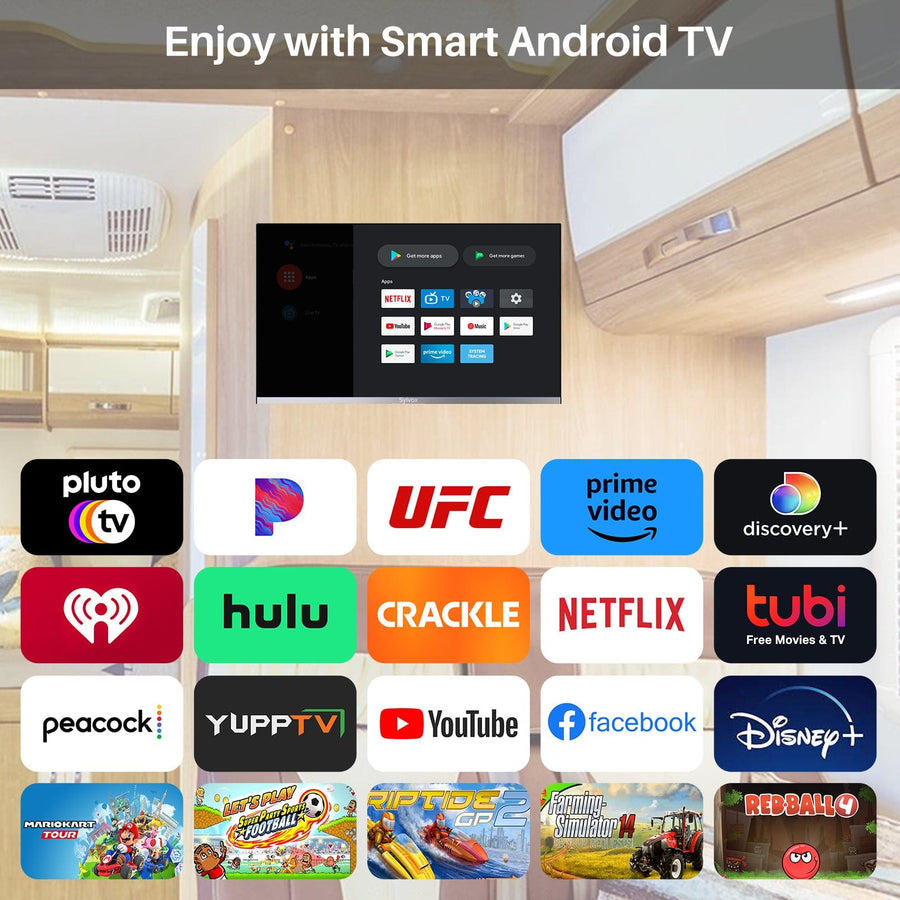 22″ Sylvox 12V Limo RV TV | Waterproof Smart TV for RV, Camper & Marine ...